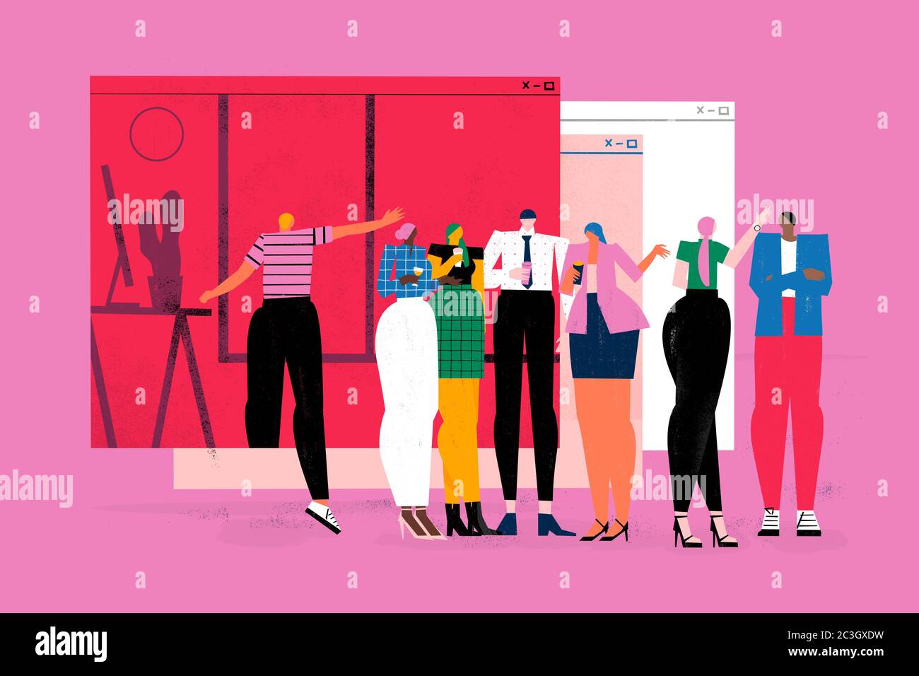 Virtual meeting party between teamwork fellow members. Social distance ...