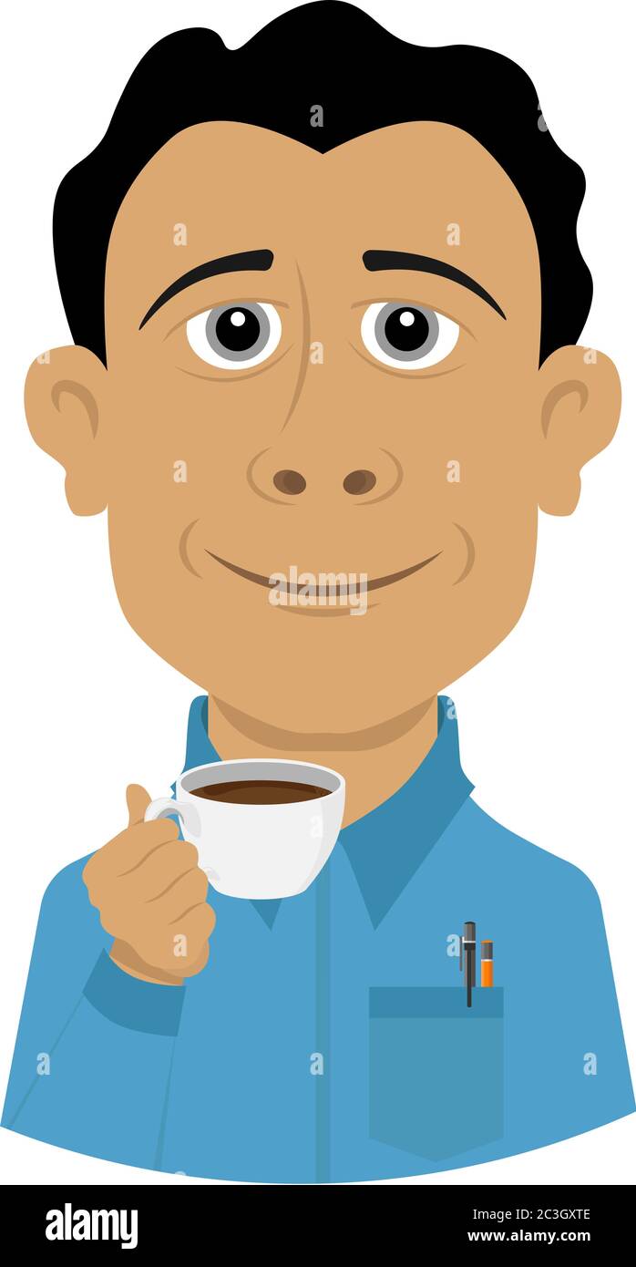 Happy Coffee Drinker Cartoon