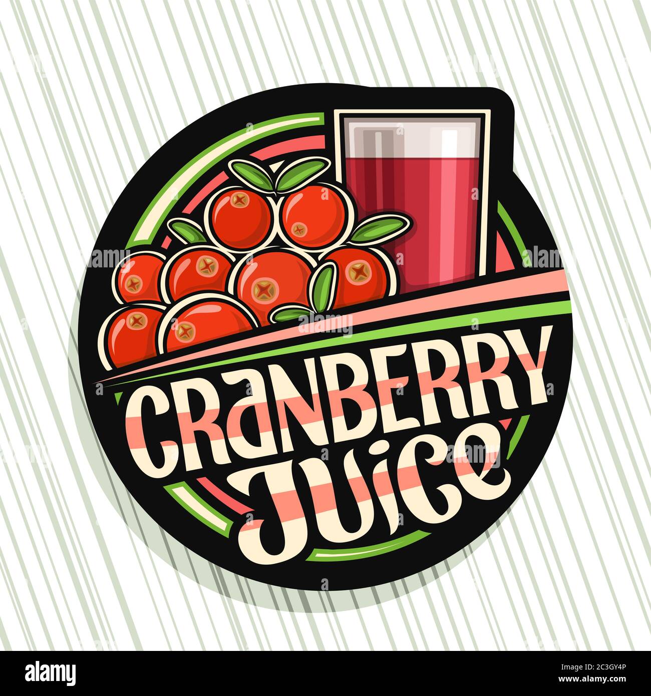 Vector logo for Cranberry Juice, dark decorative label with ...