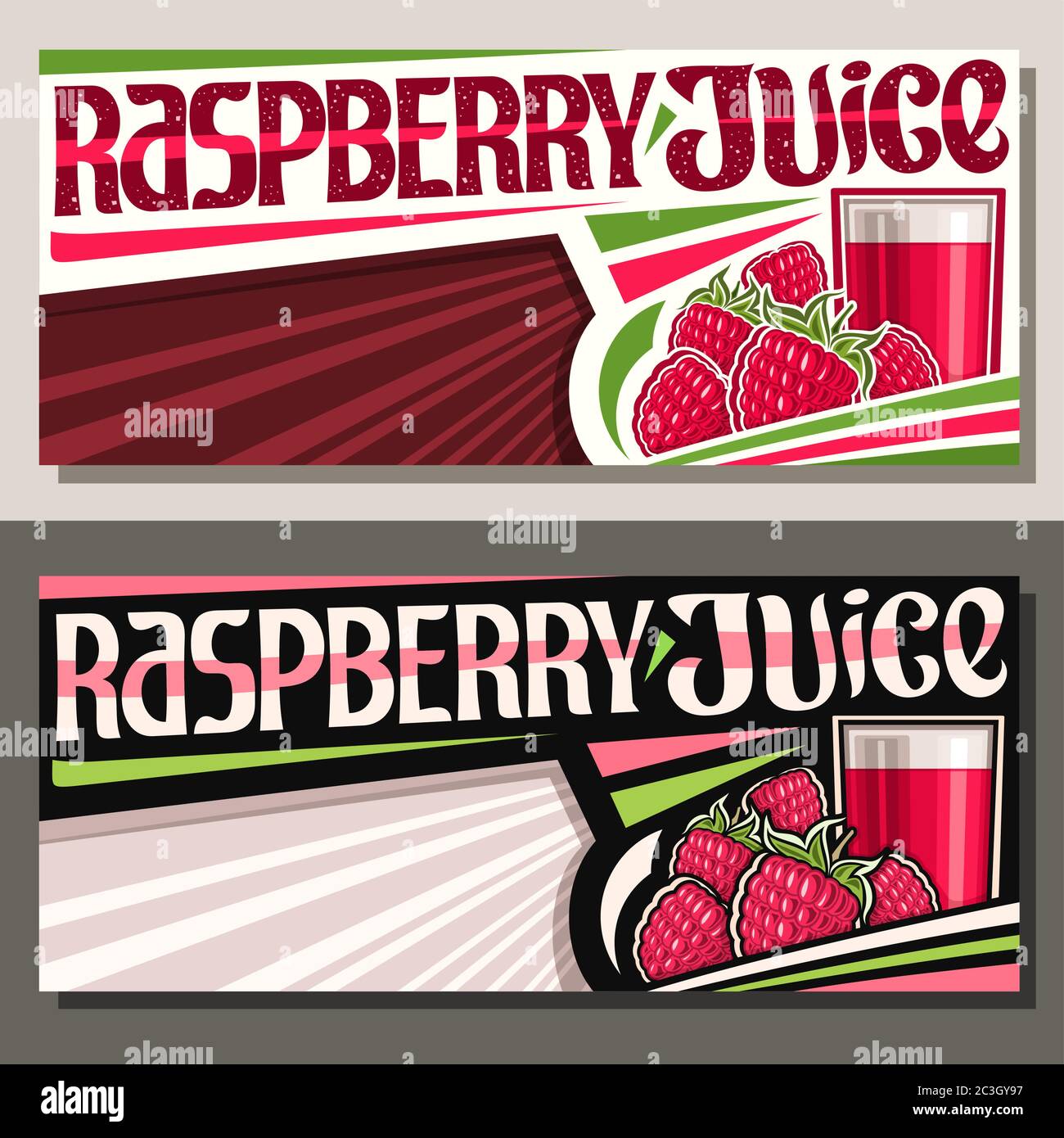 Vector banners for Raspberry Juice with copyspace, decorative ...