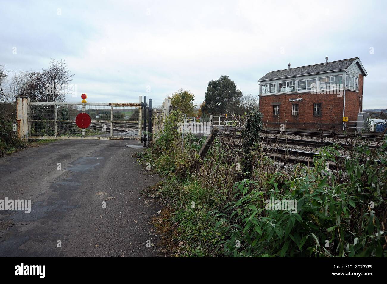 Bishton Crossing and Signal Box viewed from the south Stock Photo - Alamy
