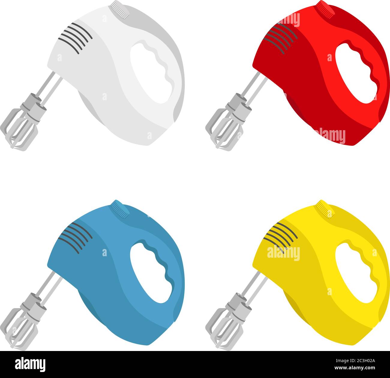 Large vector set of four kitchen mixers. Vector illustration on a white ...