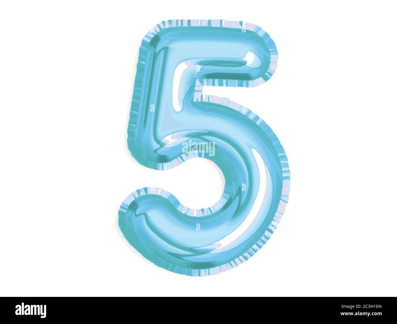 The vector shiny blue number five air balloon for baby shower birthday ...