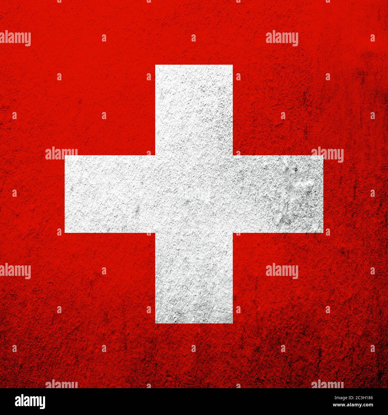 National flag of Switzerland (Swiss Confederation). Grunge background ...
