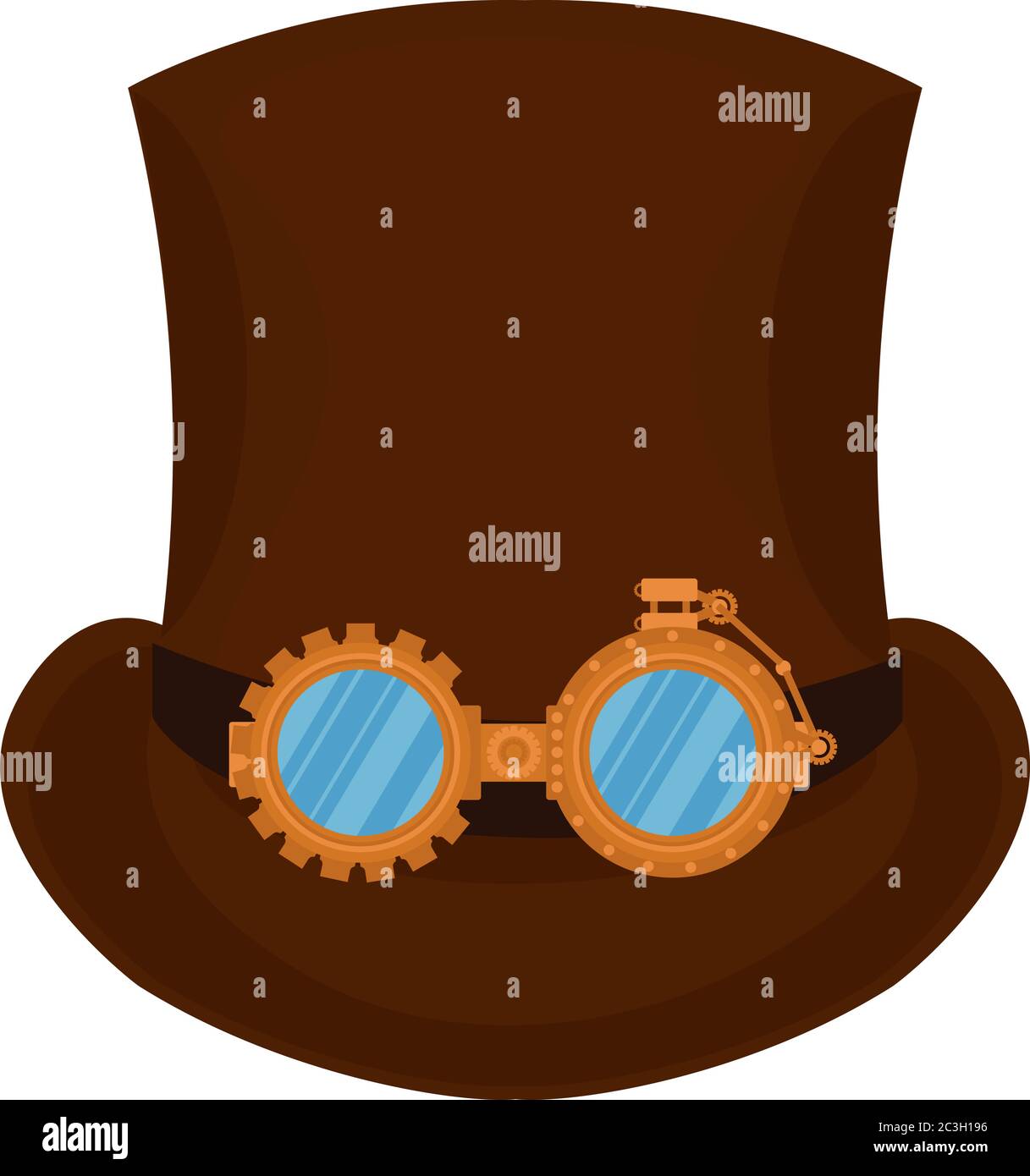 Hat cylinder in steampunk style with mechanisms and gears. Vector ...