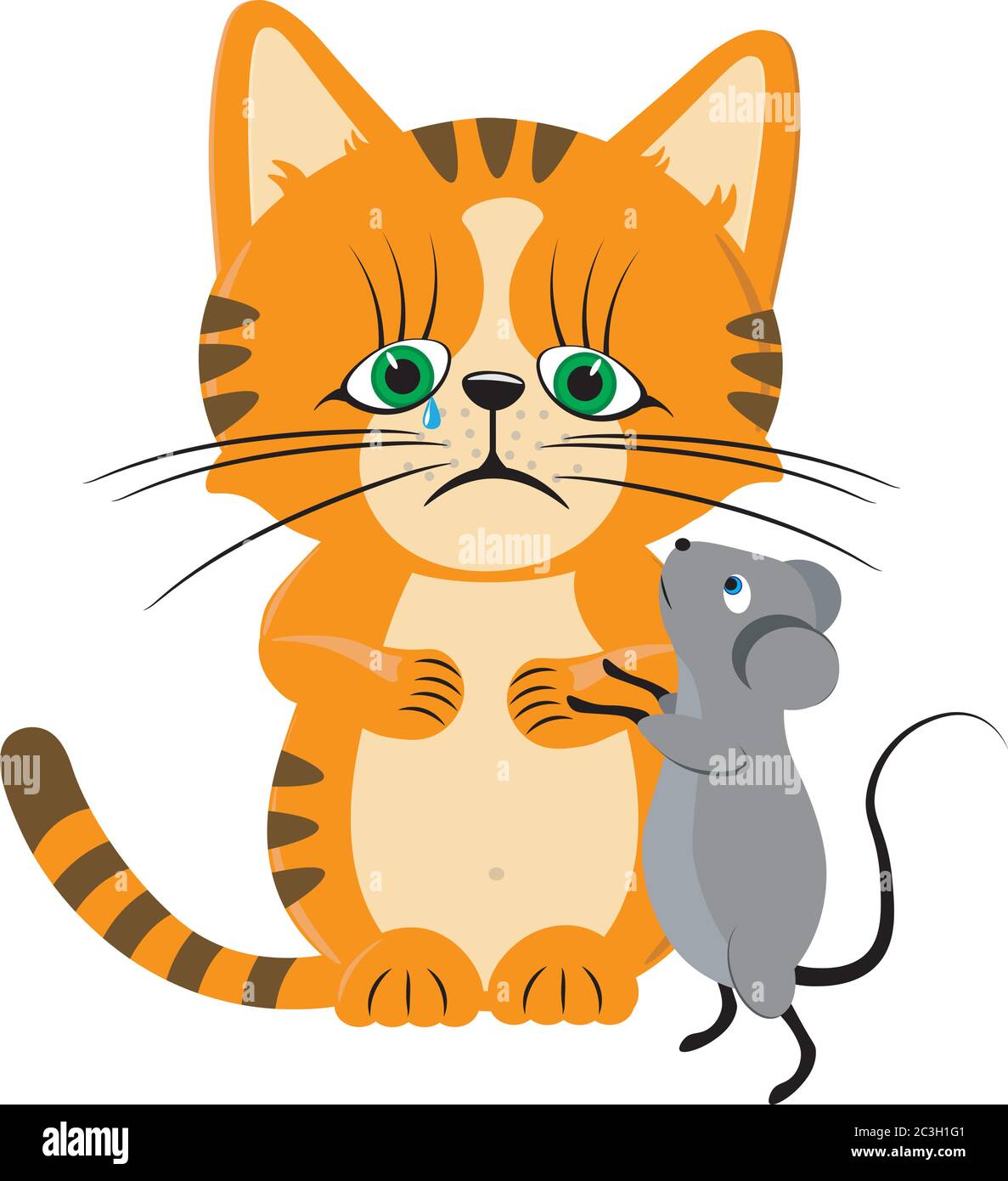 Cat And Mouse Playing Together Clipart