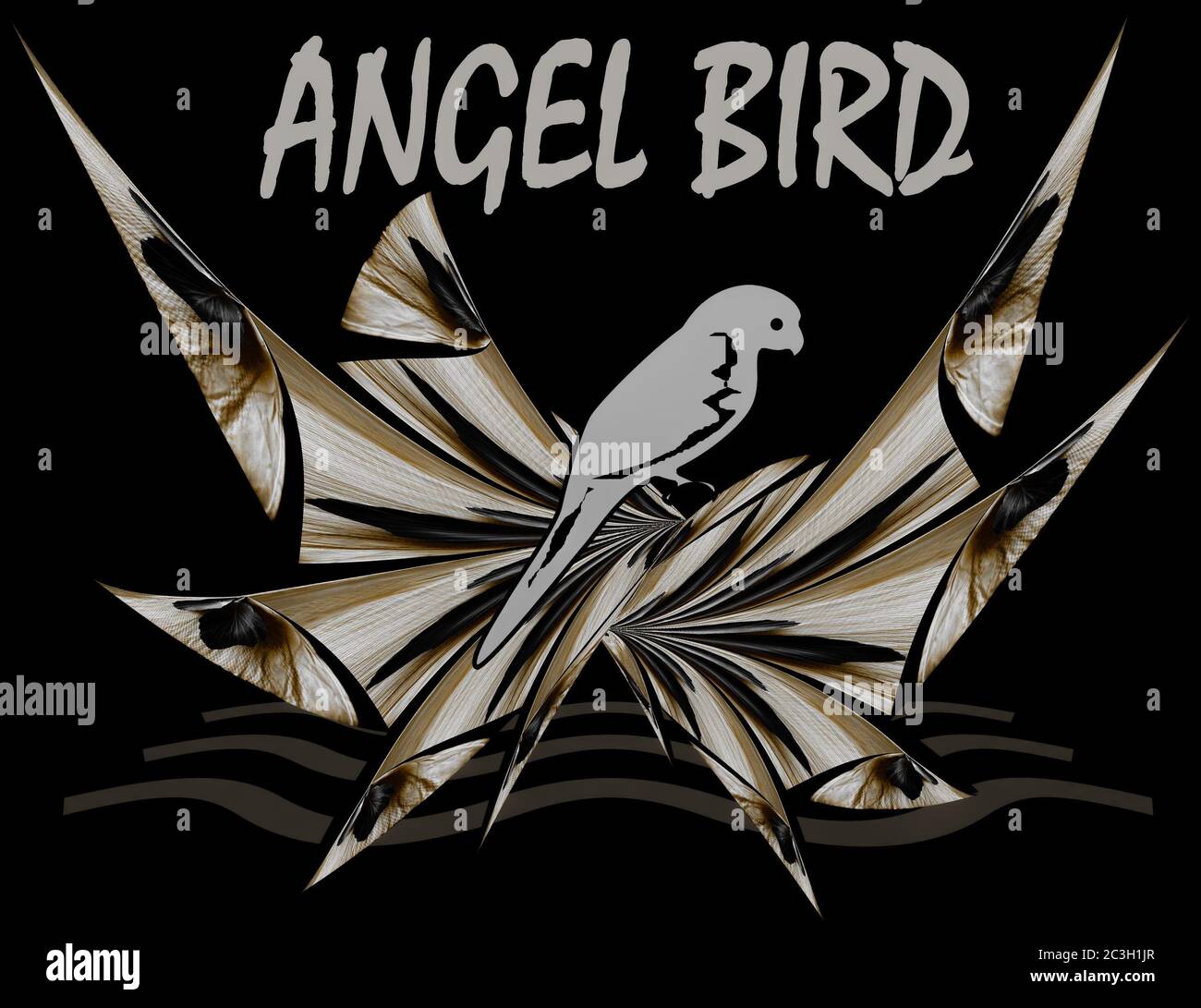 green angel bird in the dark blue gray sky Stock Photo - Alamy