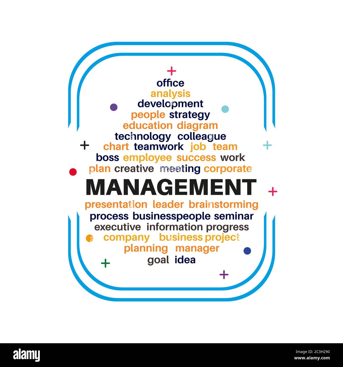 Word cloud concept illustration in the form of management droplets ...