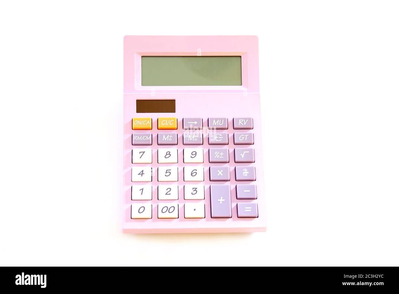 Purple calculator isolated on white background Stock Photo - Alamy