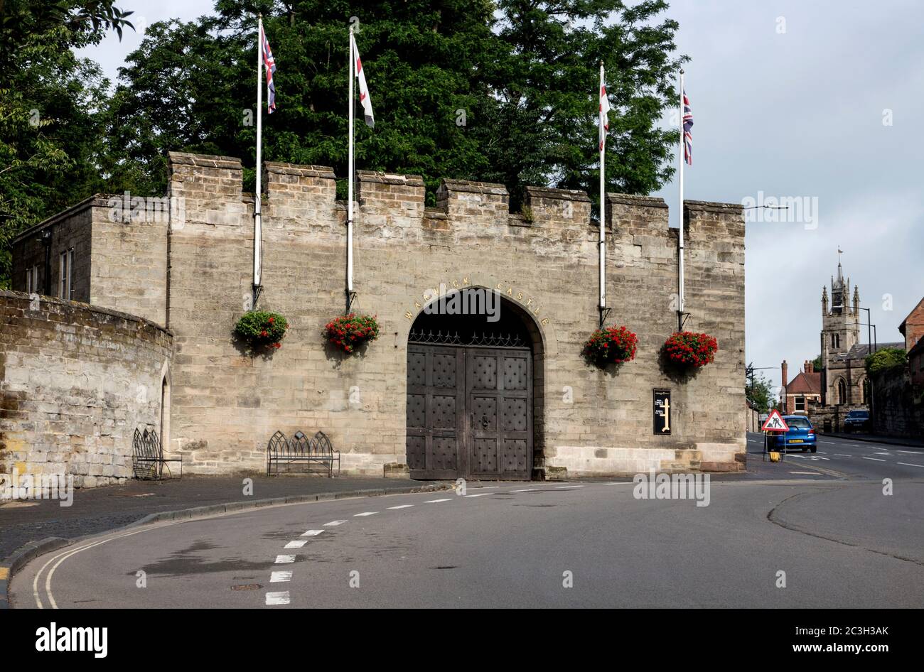 Warwick Castle gates, Warwickshire, England, UK Stock Photo - Alamy