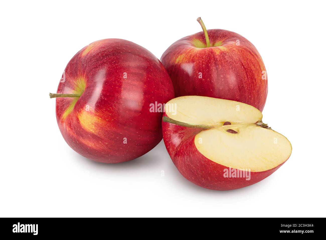 Red apple with half isolated on white background with clipping path and ...