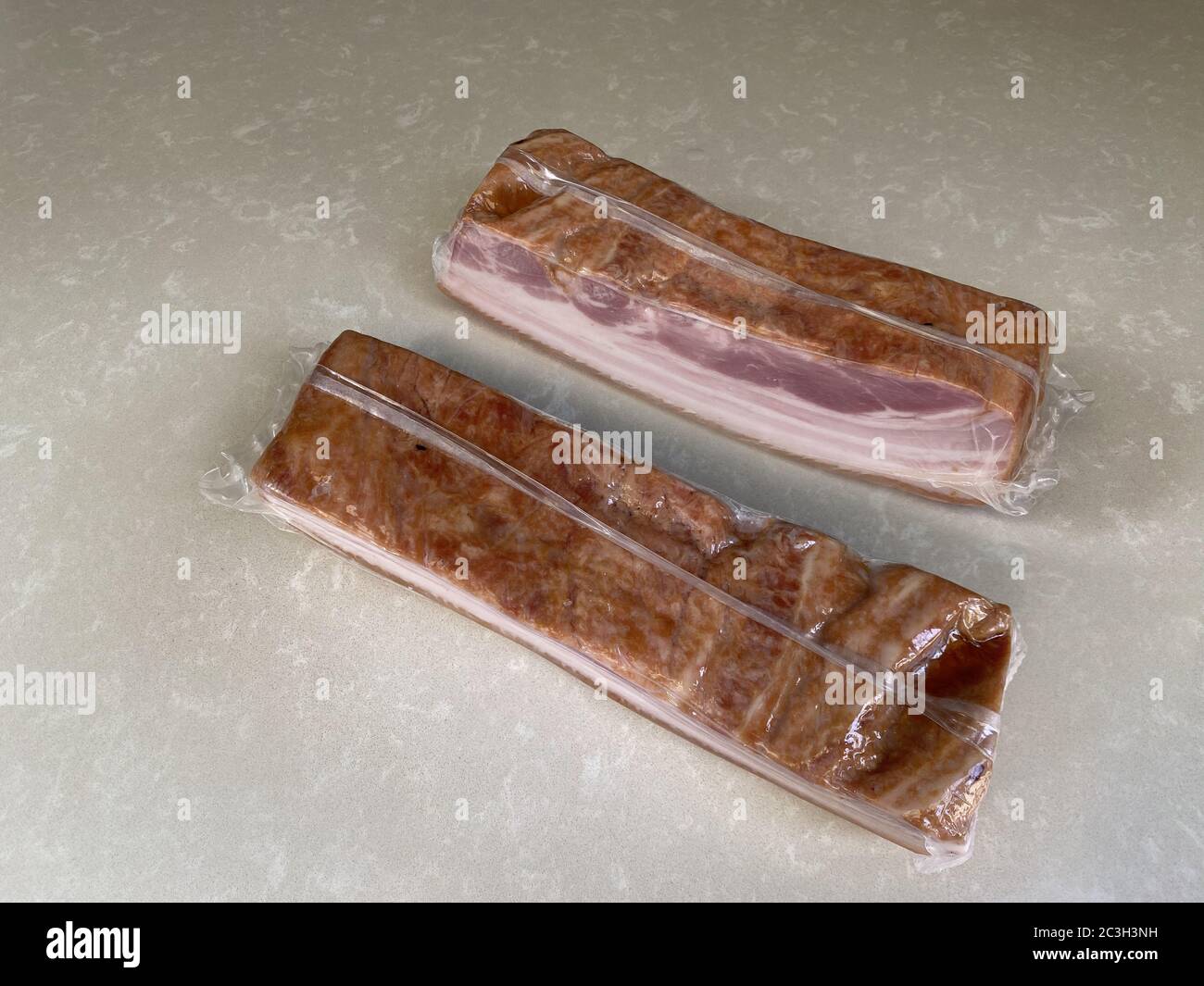 Top view sauteed pig meat. Pig bacon Stock Photo - Alamy