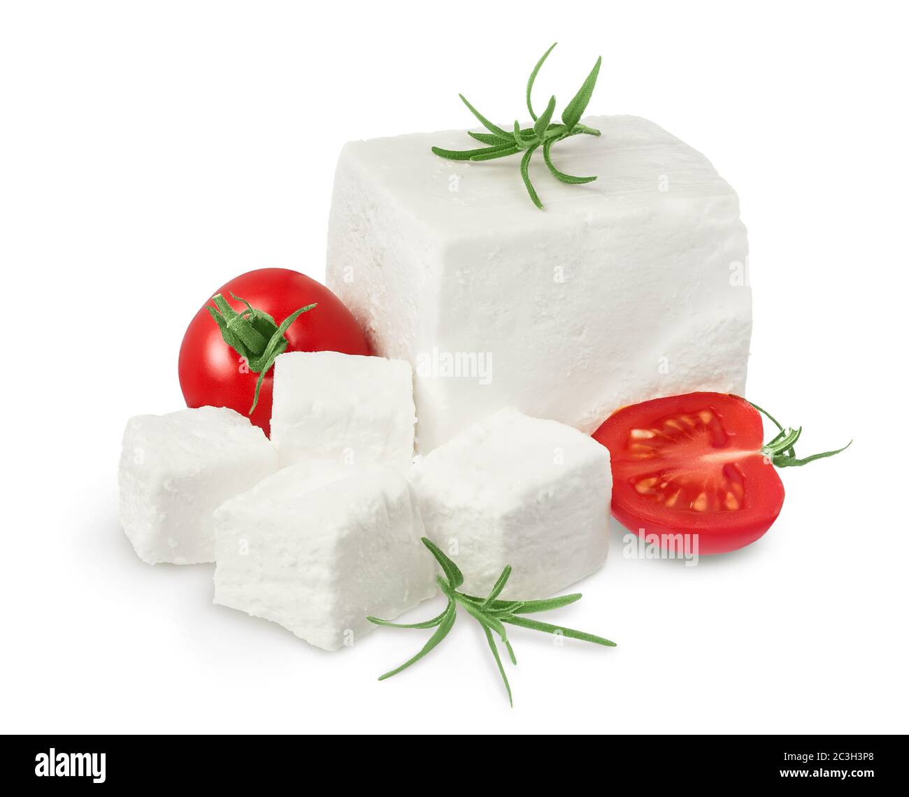 Feta cheese isolated on white background. With clipping path and full ...