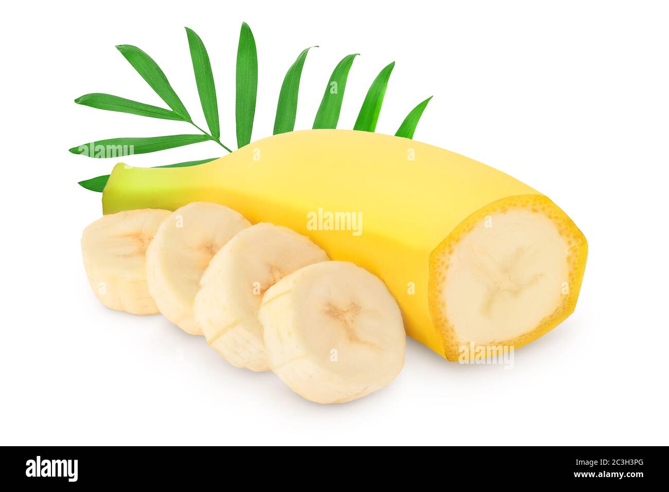 banana pieces isolated on white background with clipping path and full ...