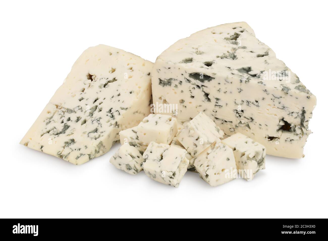 Blue cheese isolated on white background with clipping path and full ...