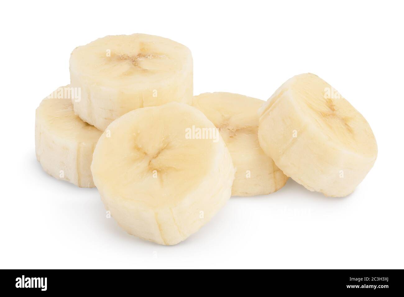 banana pieces isolated on white background with clipping path and full ...
