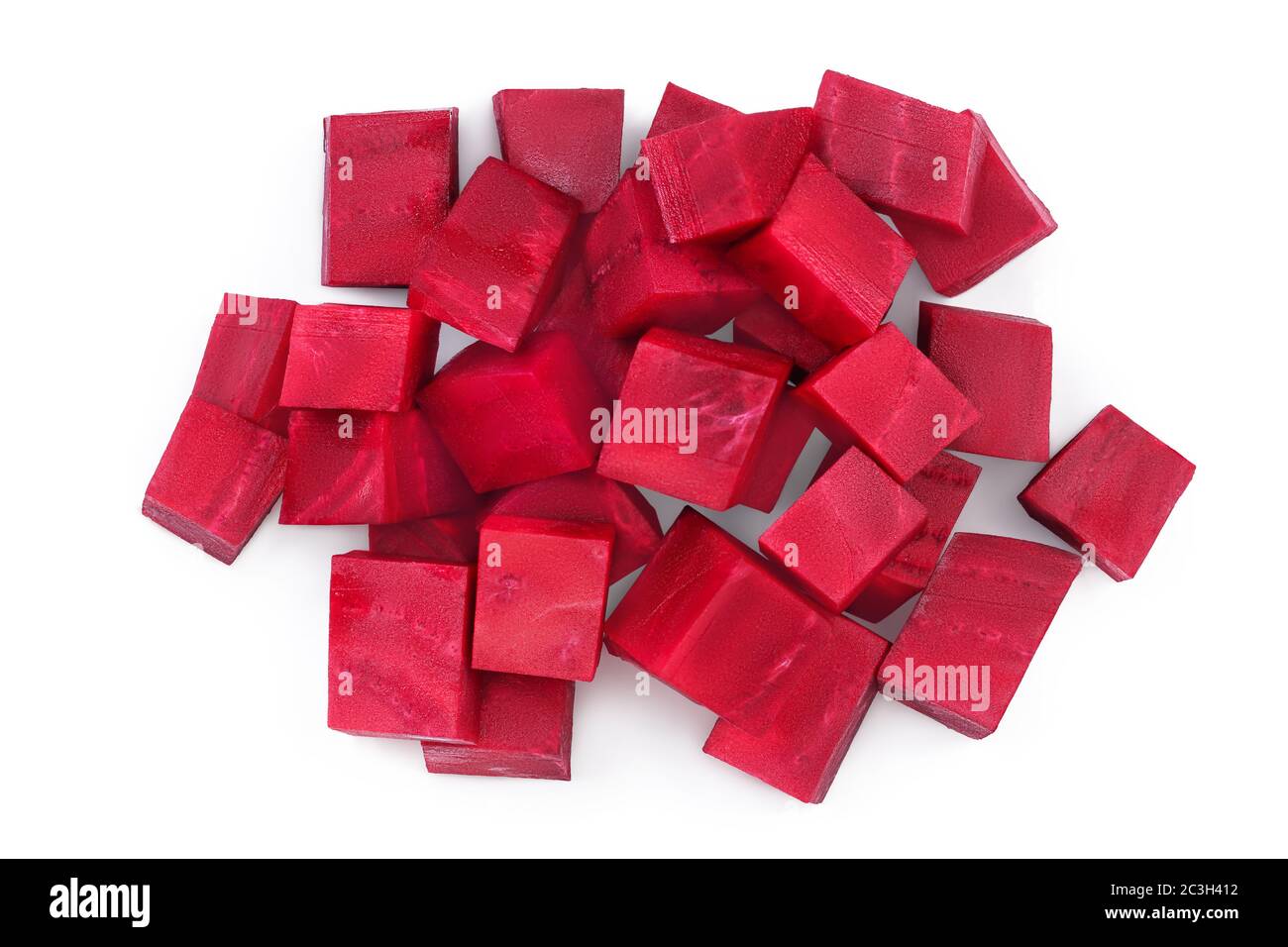 beetroot diced isolated on white background with clipping path and full ...