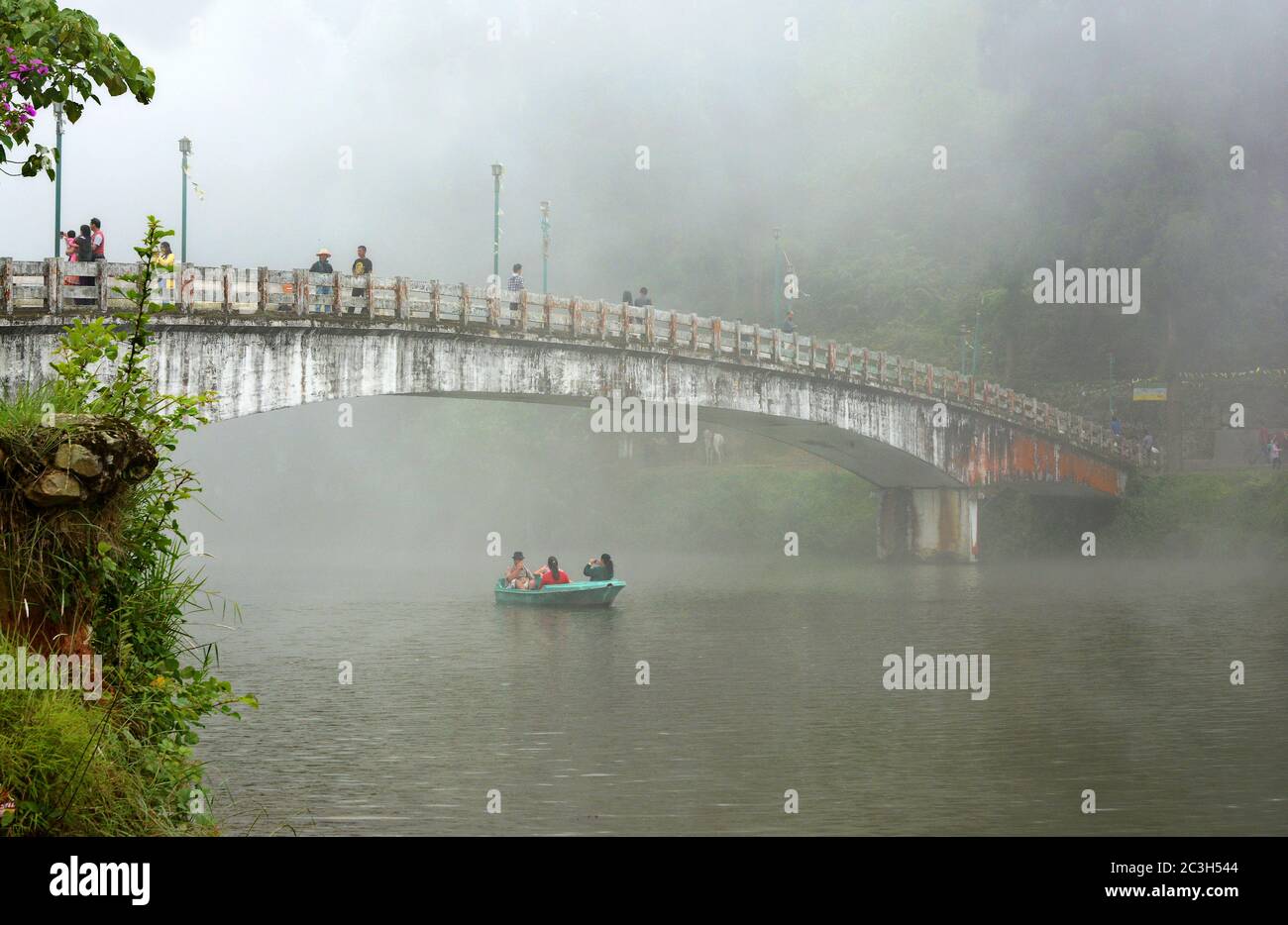 The tourist are enjoying boating in the Mirik Lake at Darjeeling, West ...
