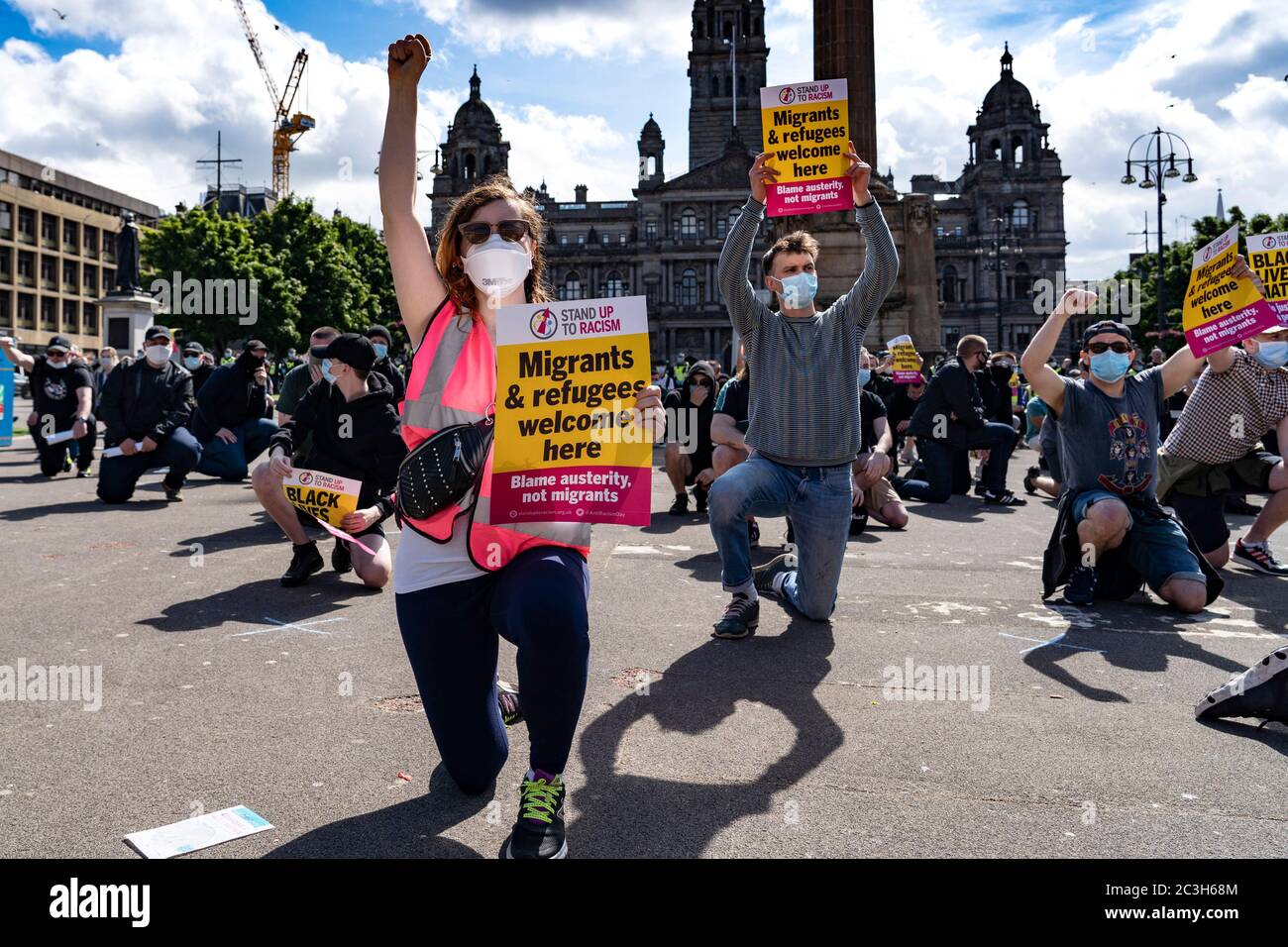 Glasgow, Scotland, UK. 20 June, 2020. Anti facist and pro refugee ...