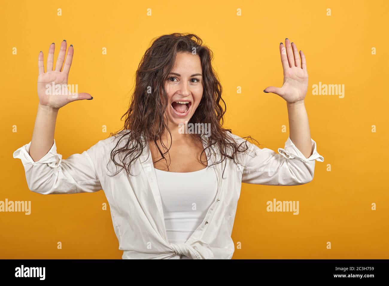 Showing 10 ten fingers hand gesture, show number three with hands ...