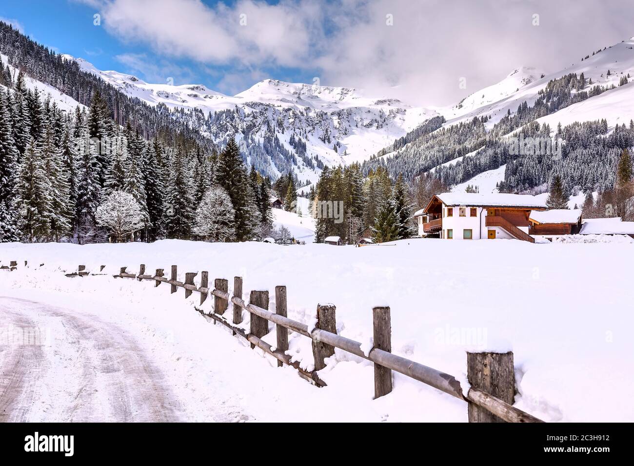 Winter snow village in Austrian Alps, Austria Stock Photo - Alamy