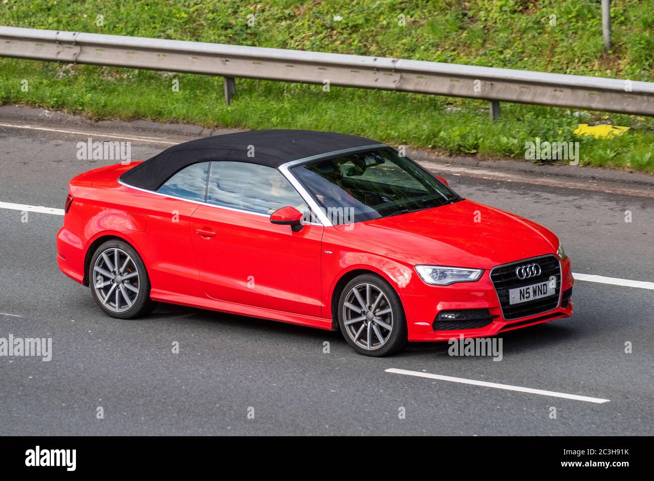 Red 2015 Audi A3 S Line TDI; Vehicular traffic moving vehicles, cars ...