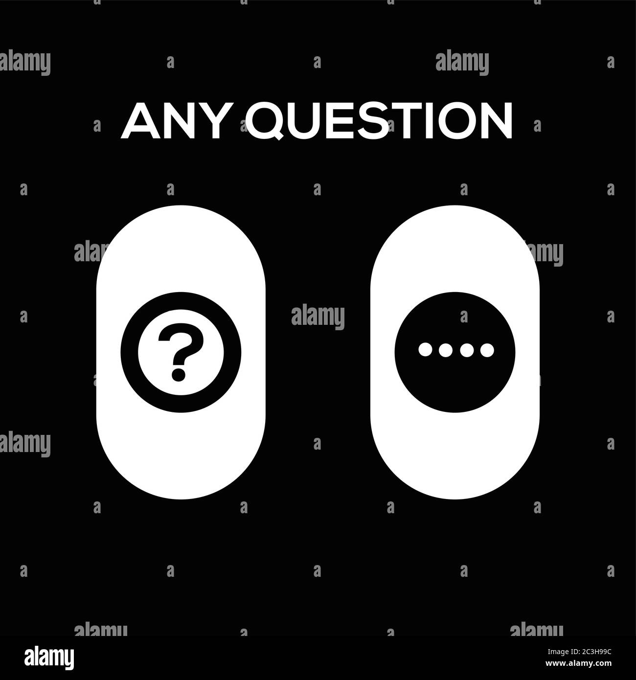 Black drawing of any question icon on a white background. Vector ...