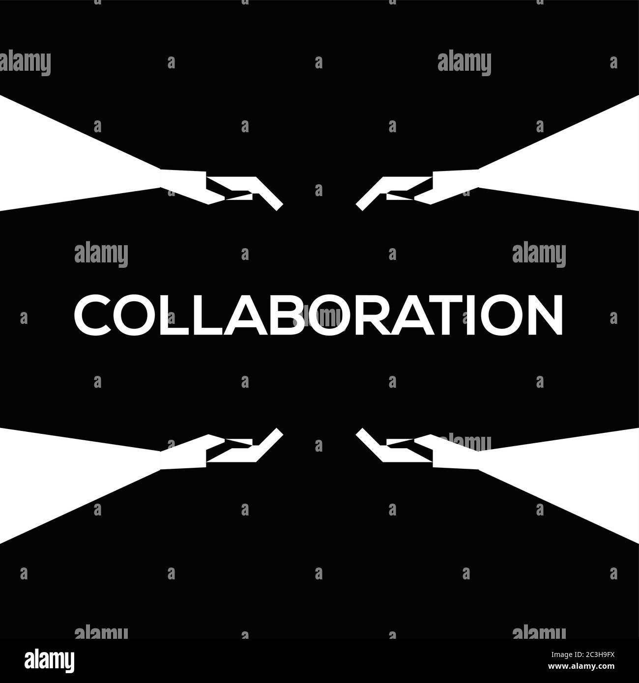 Black, white collaboration icon and hand drawing. Vector illustration ...