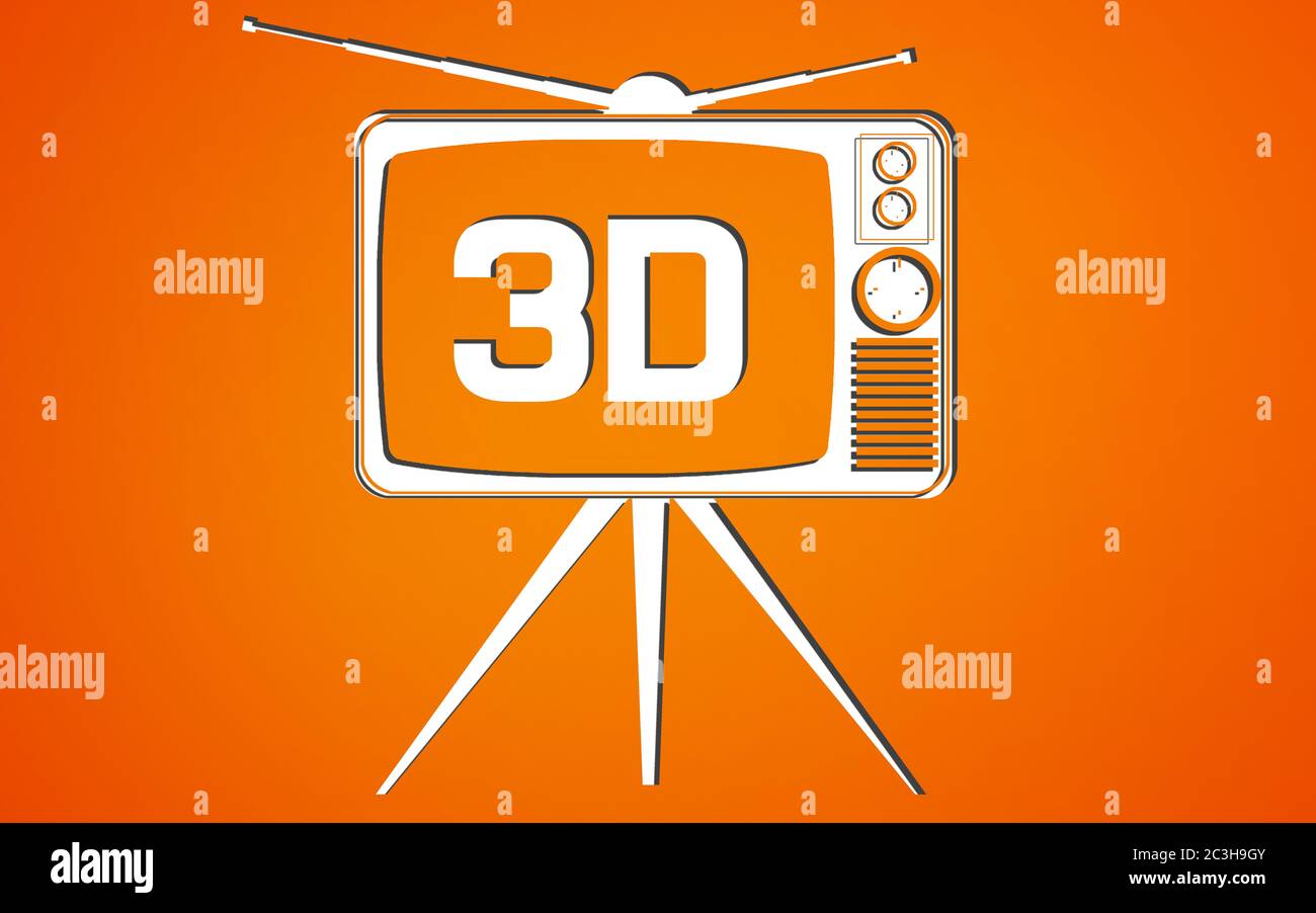 Retro old vintage television with 3d screen, 3D rendering Stock Photo ...