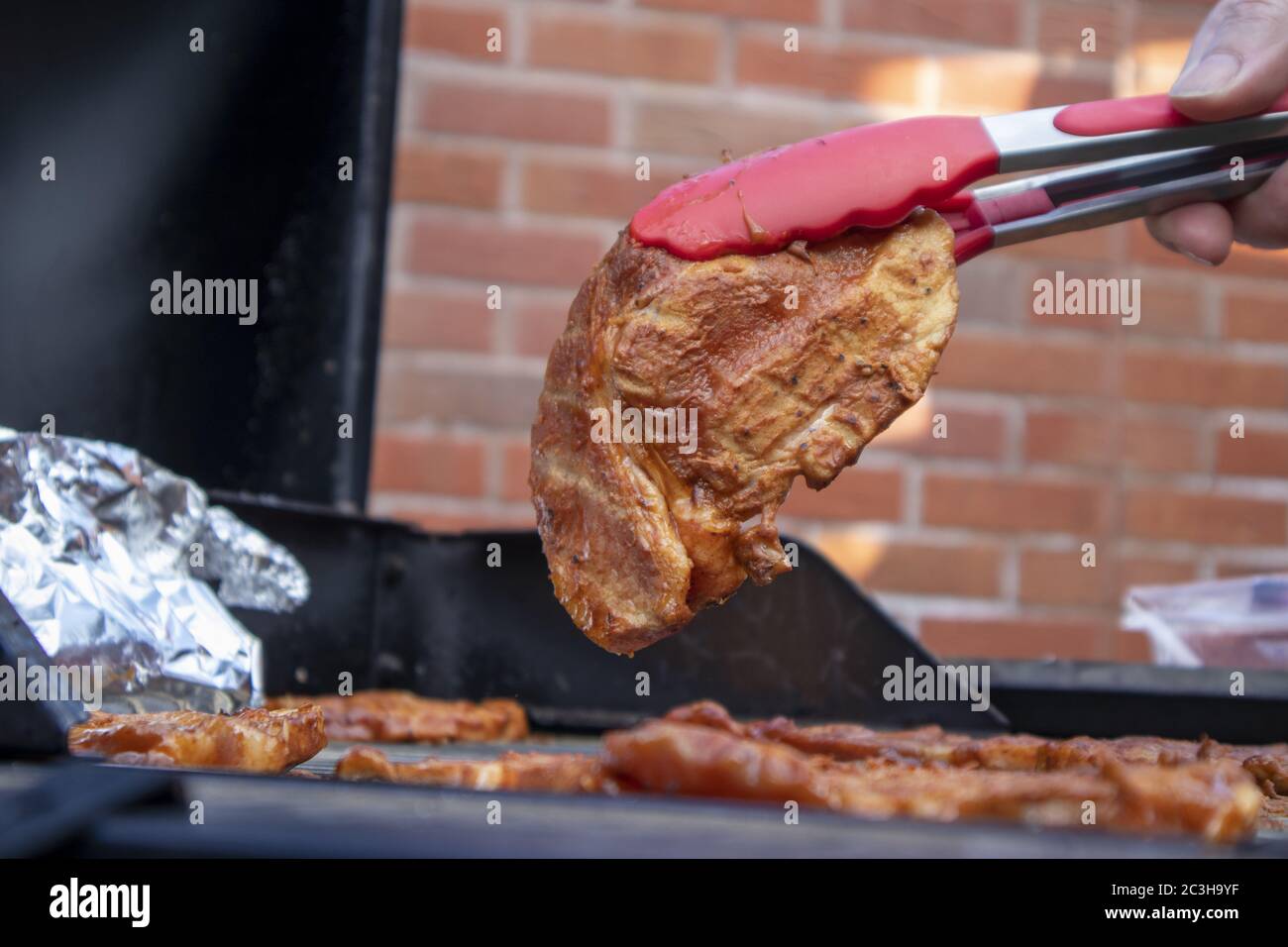 Closeup shot grilled chicken slice Stock Photo - Alamy