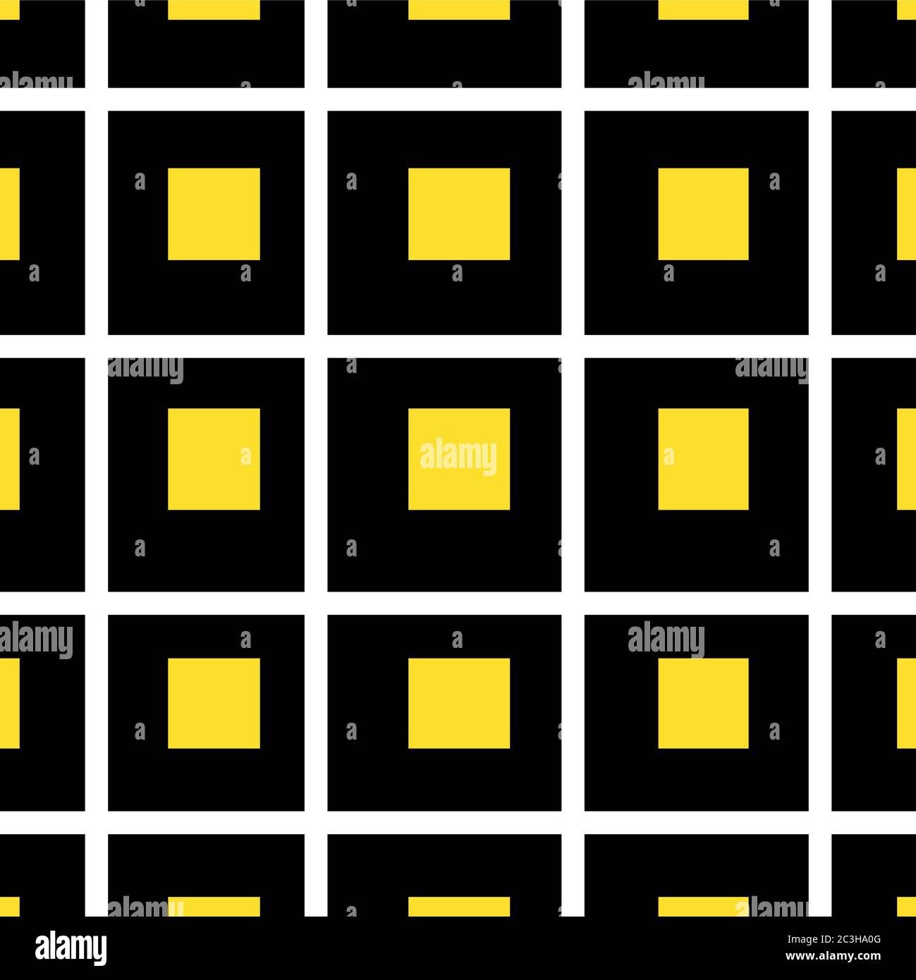 Successive yellow squares and white color on black background. Lines ...