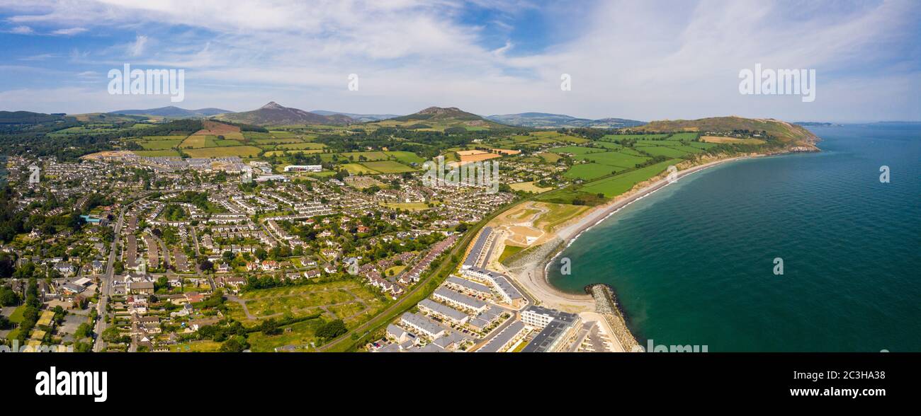 Aerial view of Greystones marina, small seaside town in county Wicklow ...