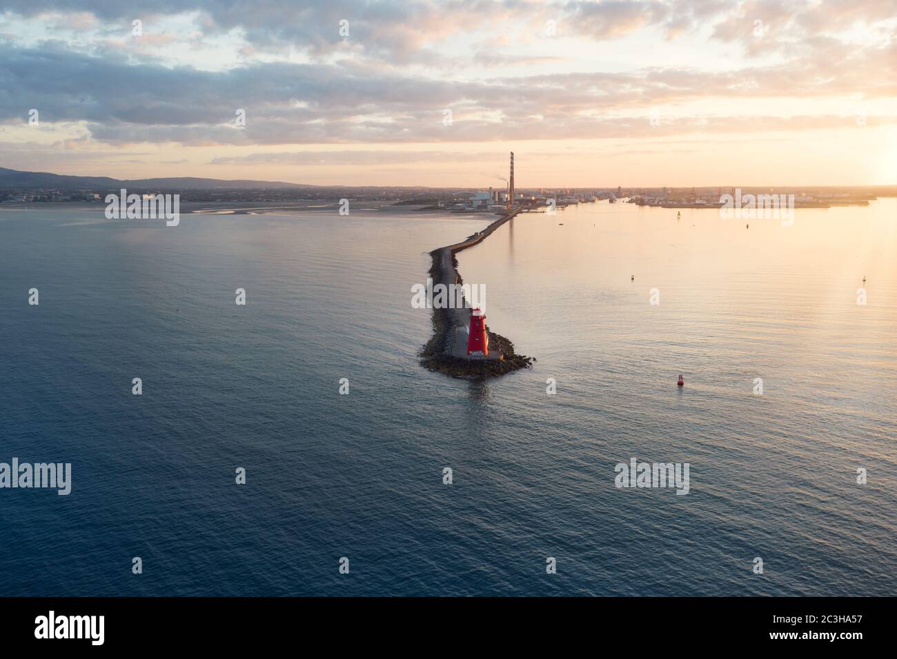 Aerial view of Dublin Harbour, Dublin Poolbeg and Grand Canal docks ...