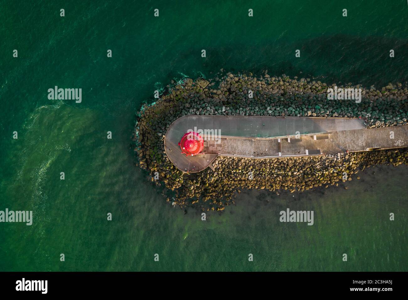 Aerial view of Dublin Harbour, Dublin Poolbeg and Grand Canal docks ...