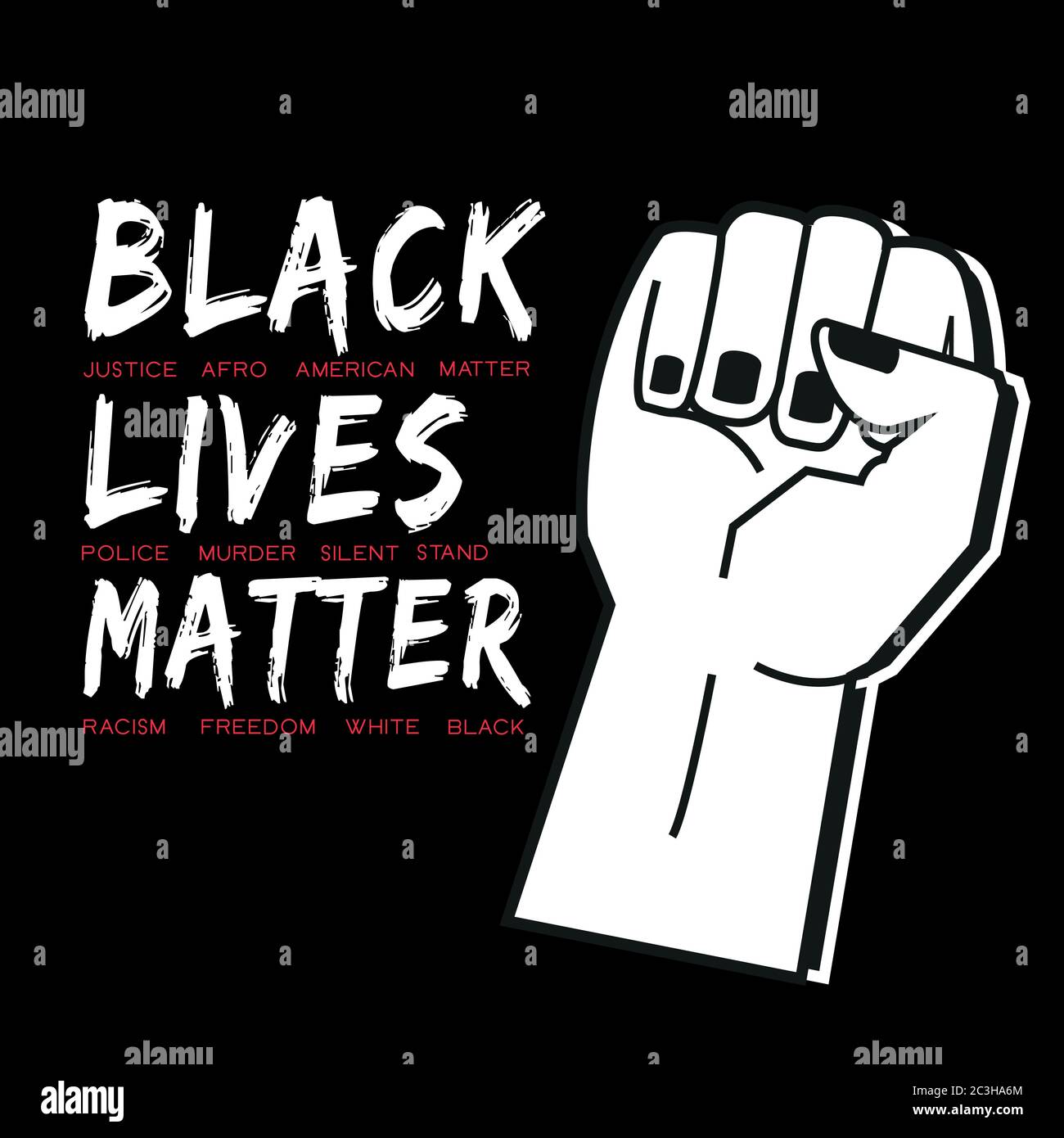 Colorful hand drawing on black background. Articles in red and white ...