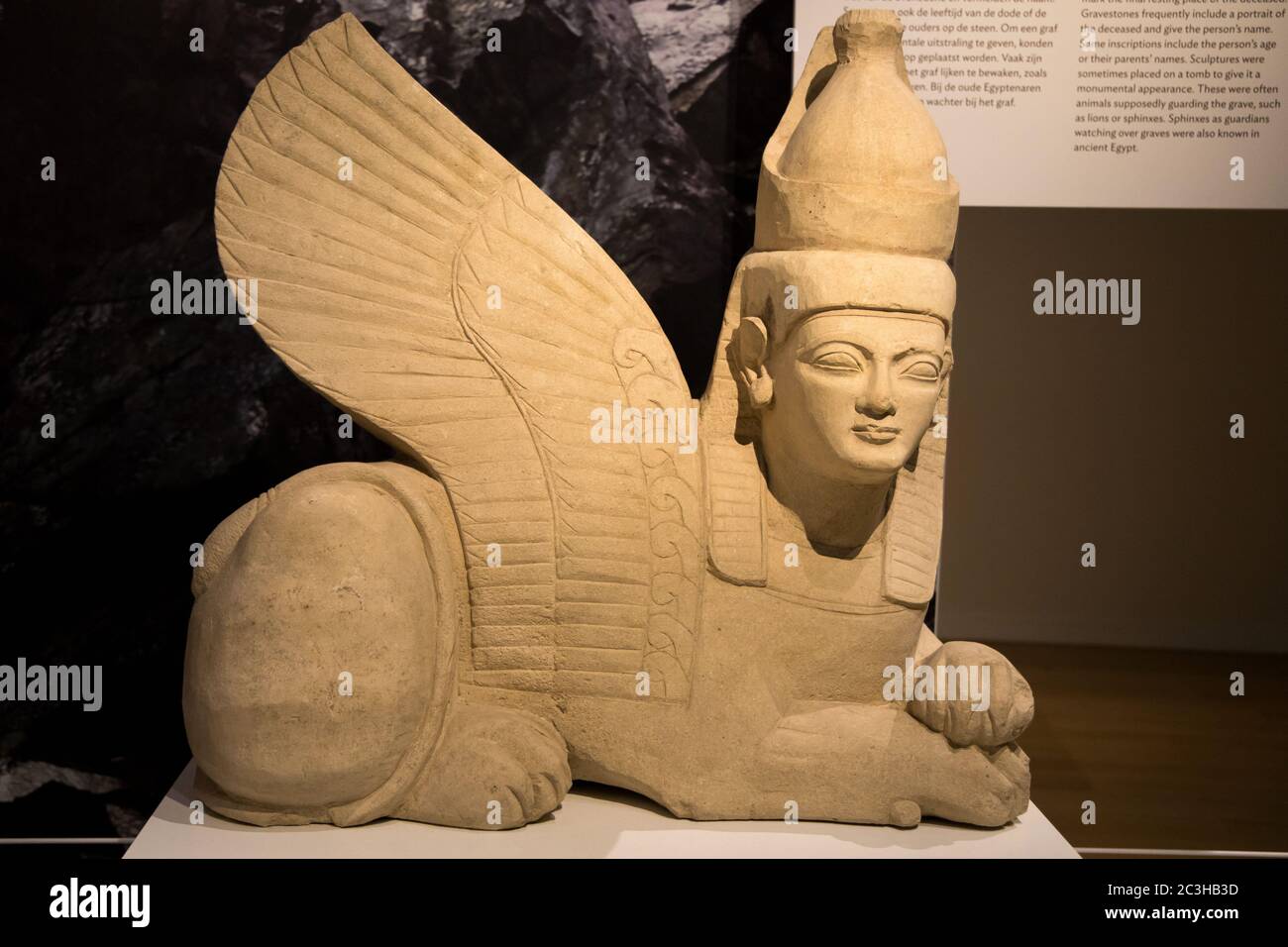 Leiden, The Netherlands - JAN 04, 2020: a stone burial Sphinx statue ...