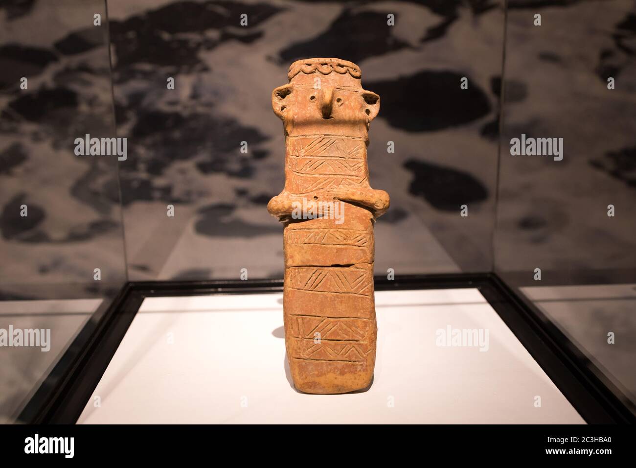 Leiden, The Netherlands - JAN 04, 2020: an old terracotta plank figure ...