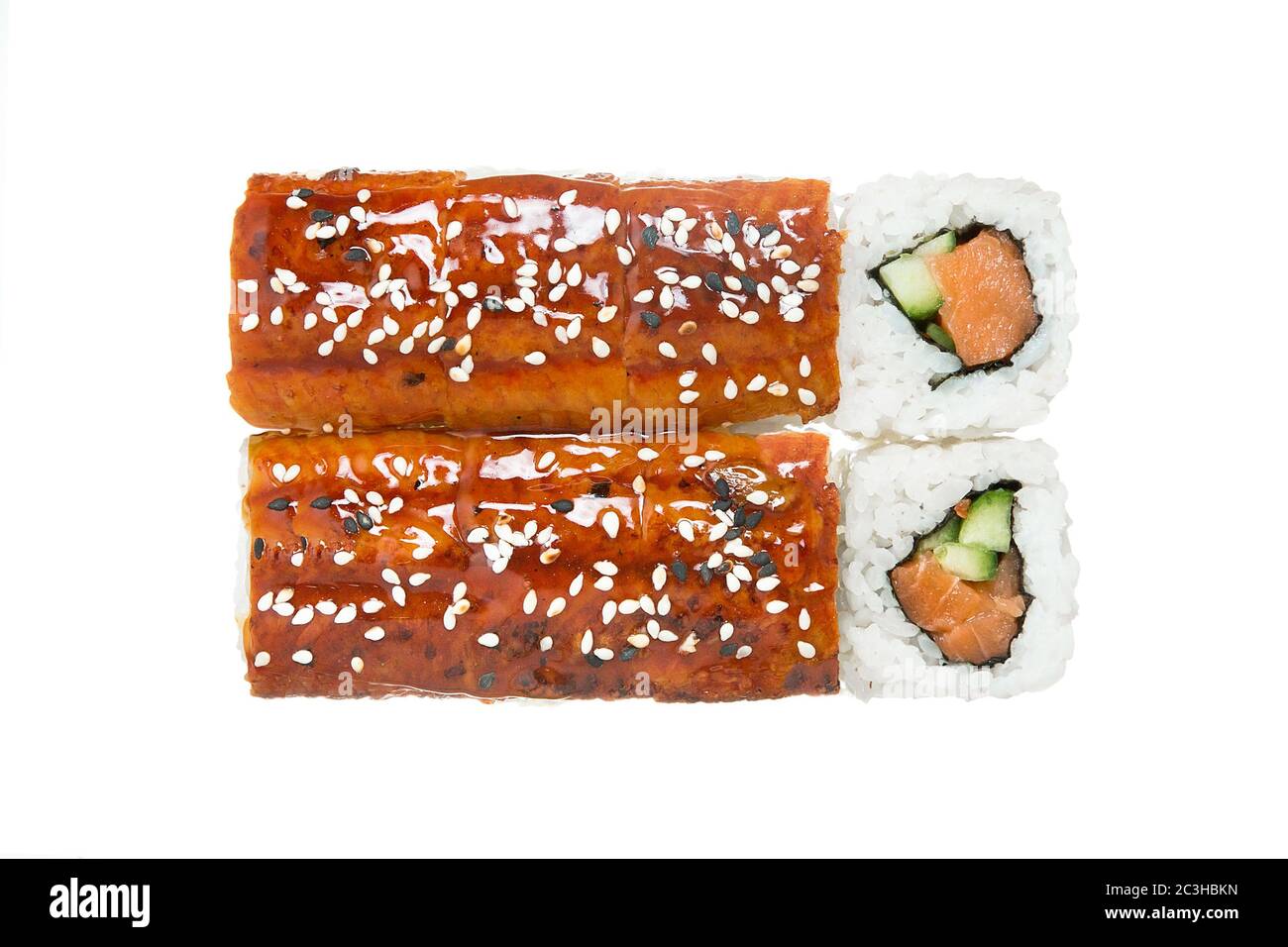 japan sushi unagi isolated on white background Stock Photo - Alamy