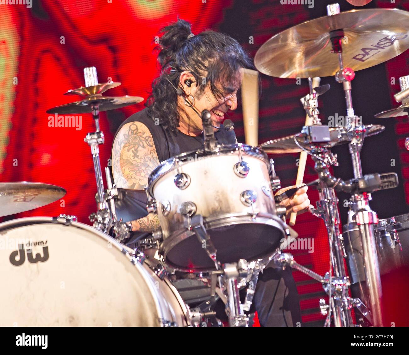 Drummer Alex Gonzalez, El Animal, performs with Mexican pop-rock band ...