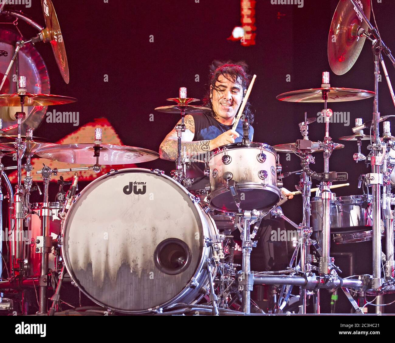 Drummer Alex Gonzalez, El Animal, performs with Mexican pop-rock band ...
