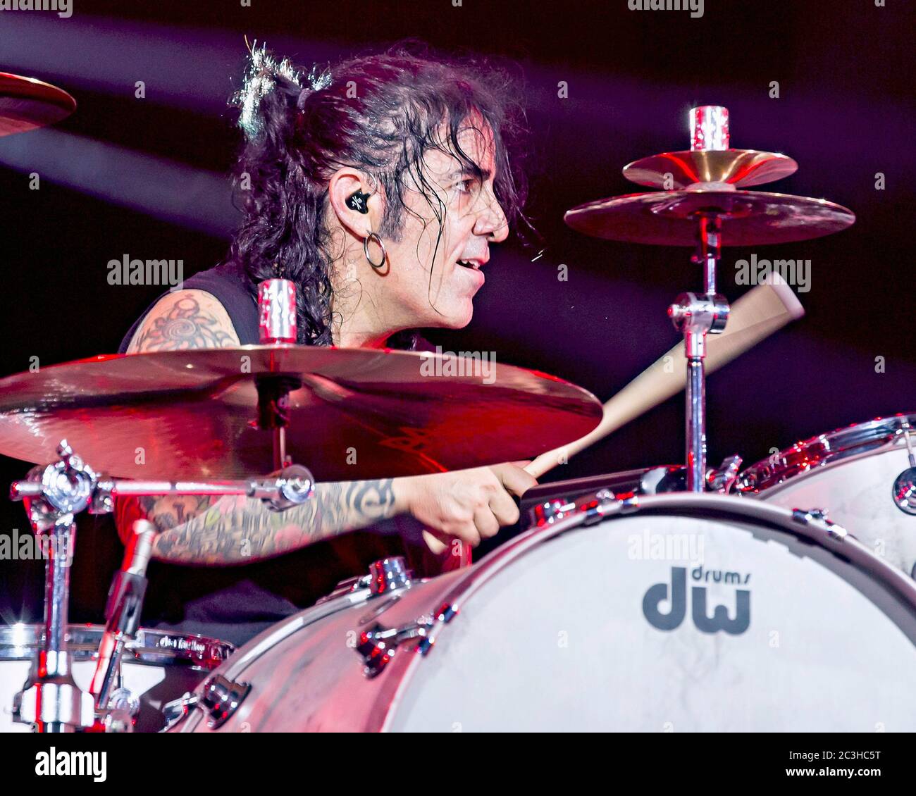 Drummer Alex Gonzalez, El Animal, performs with Mexican pop-rock band ...