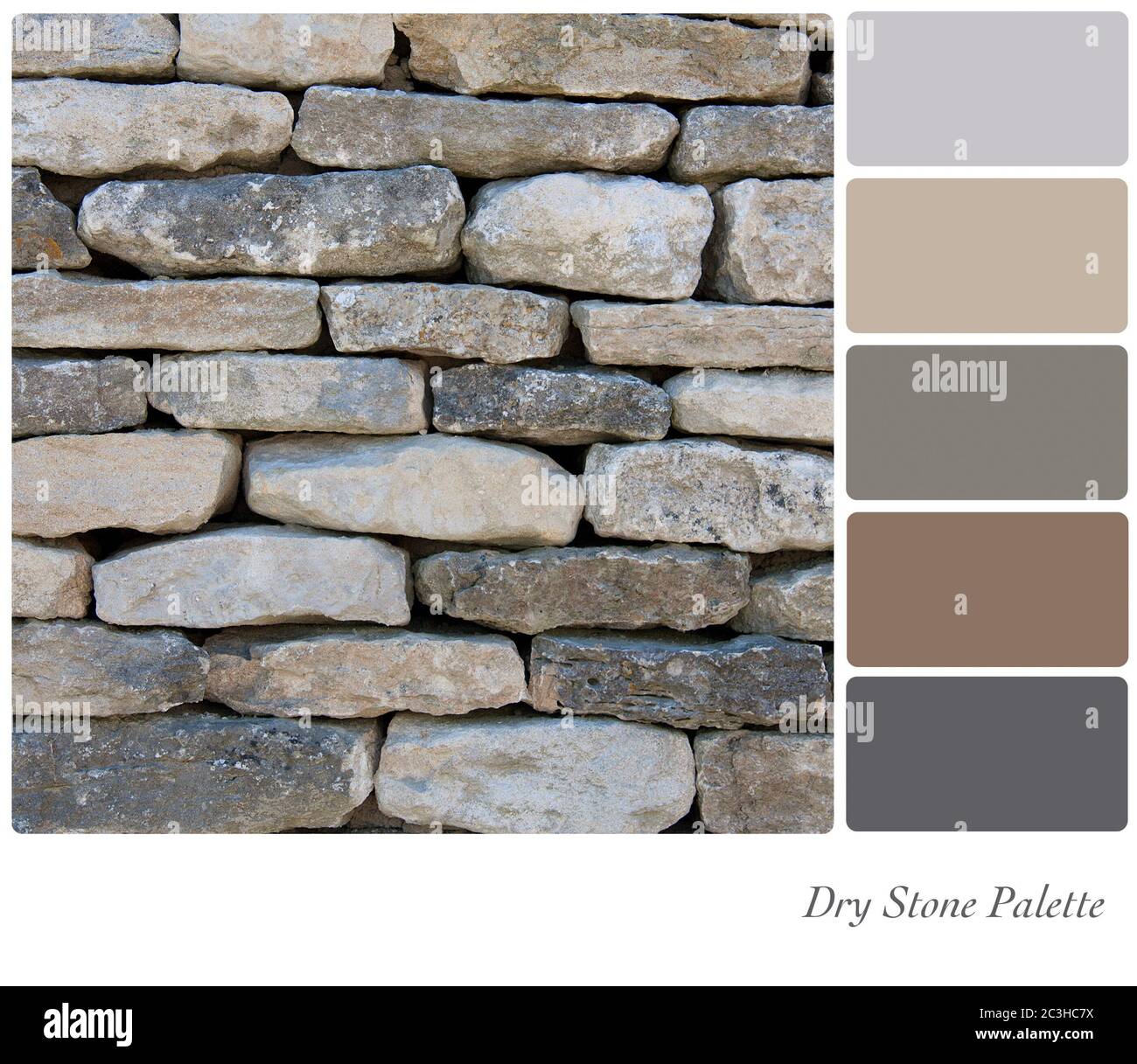 Dry stone wall background colour palette with complimentary swatches ...