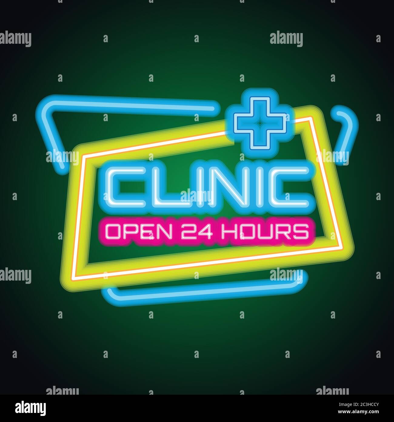 hospital and clinic neon sign plank for hospital and clinic. vector ...