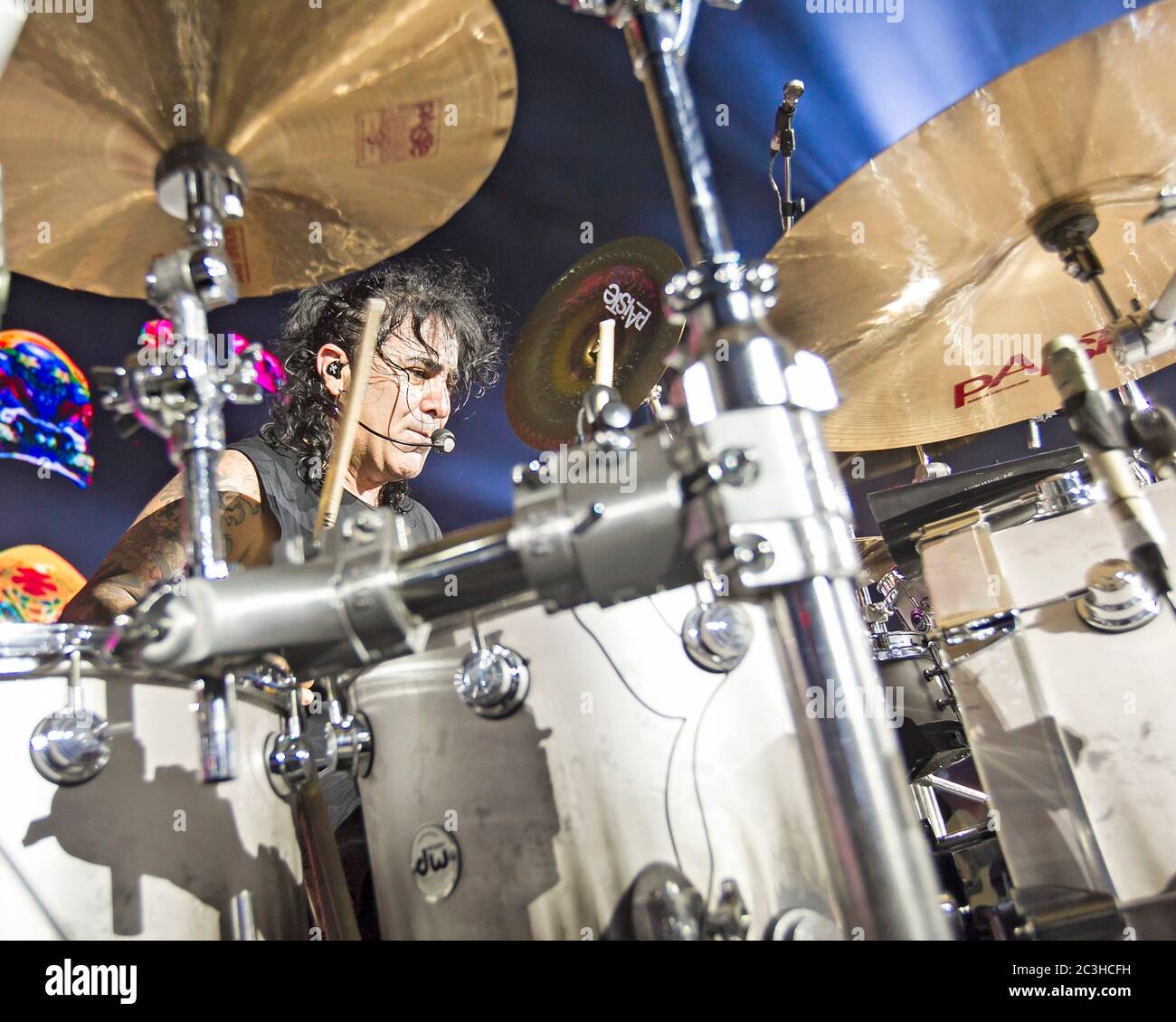 Drummer Alex Gonzalez, El Animal, performs with Mexican pop-rock band ...