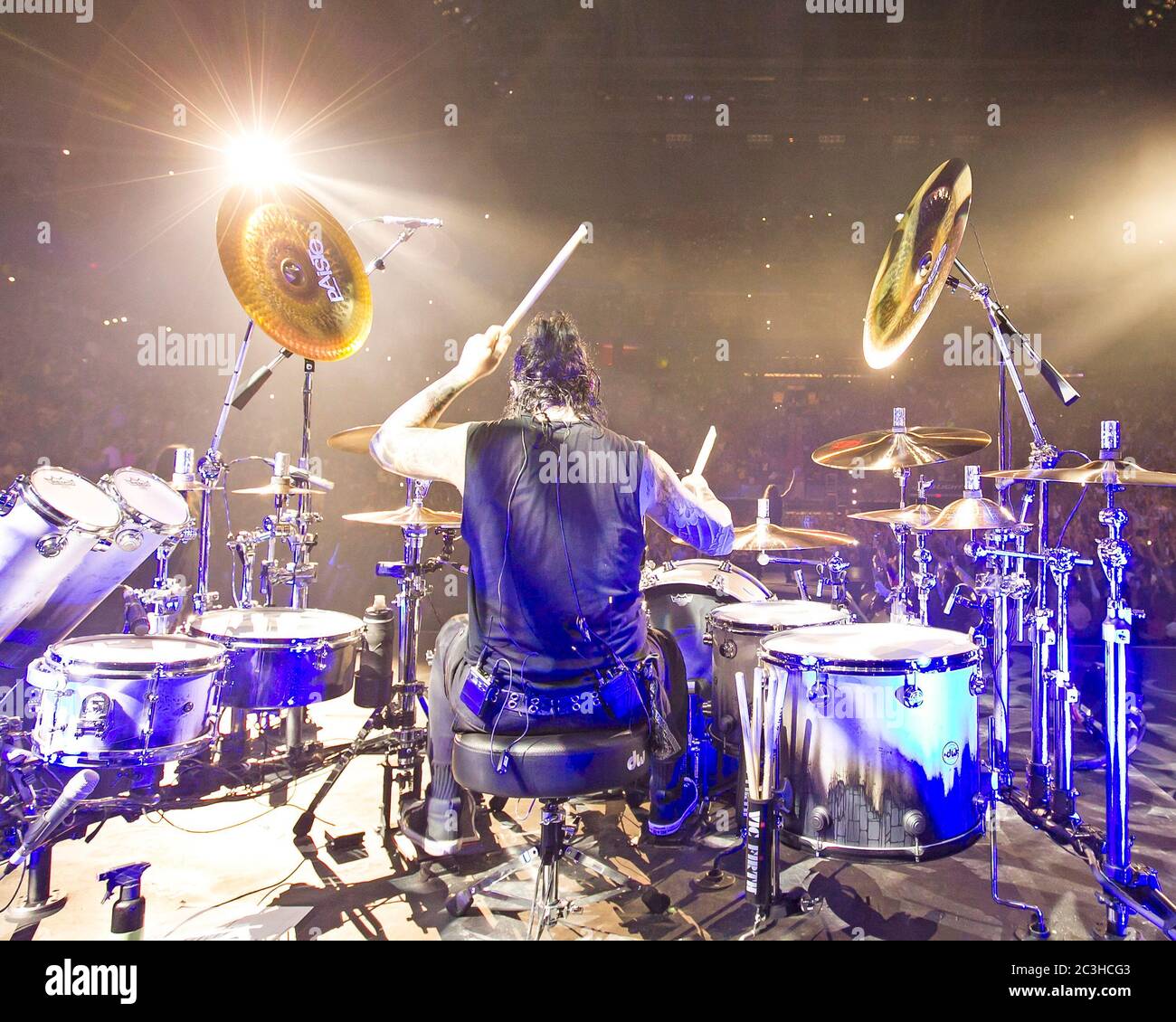 Drummer Alex Gonzalez, El Animal, performs with Mexican pop-rock band ...