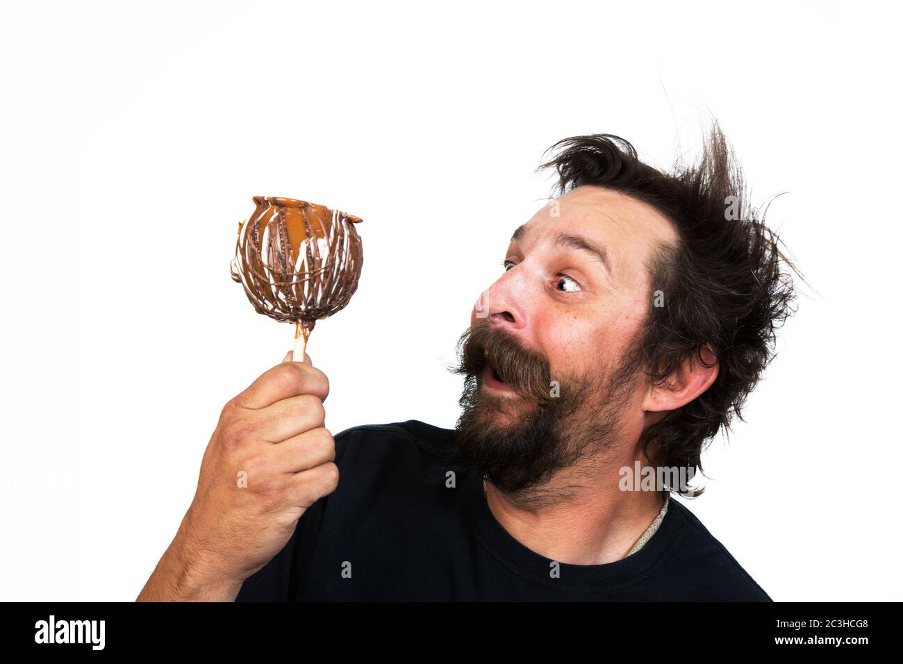 Portrait of a goofy young man, with full beard and moustache and wild ...