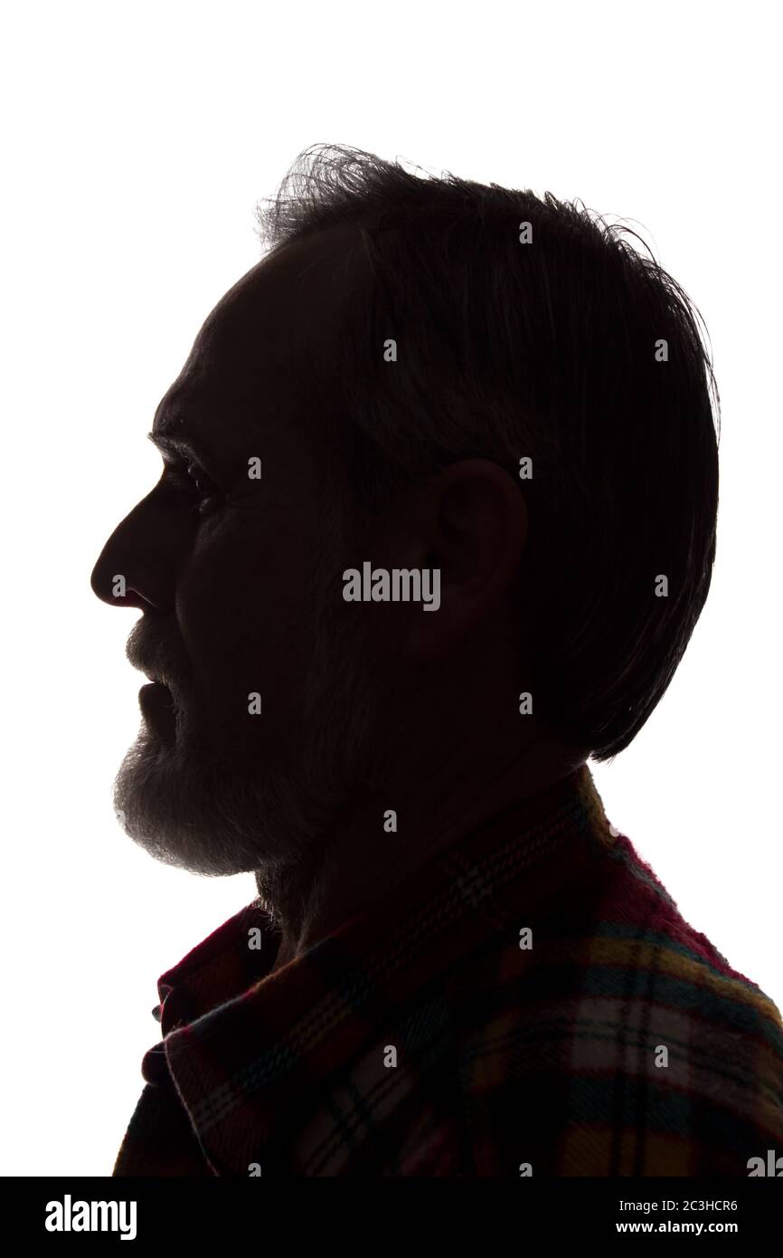 Old Man Side Profile White Background High Resolution Stock Photography ...