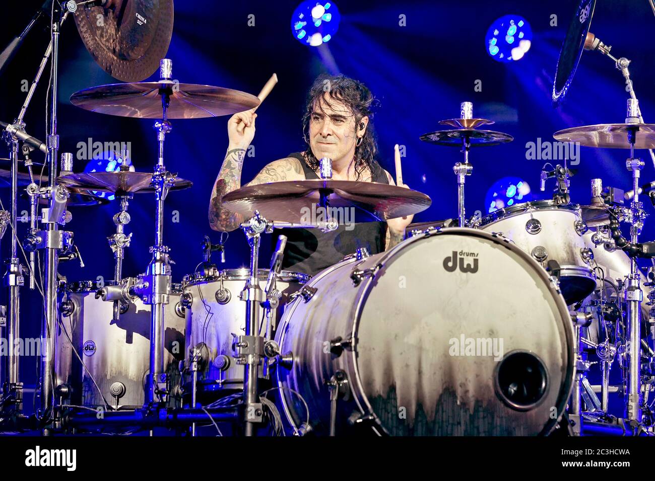 Drummer Alex Gonzalez, El Animal, performs with Mexican pop-rock band ...
