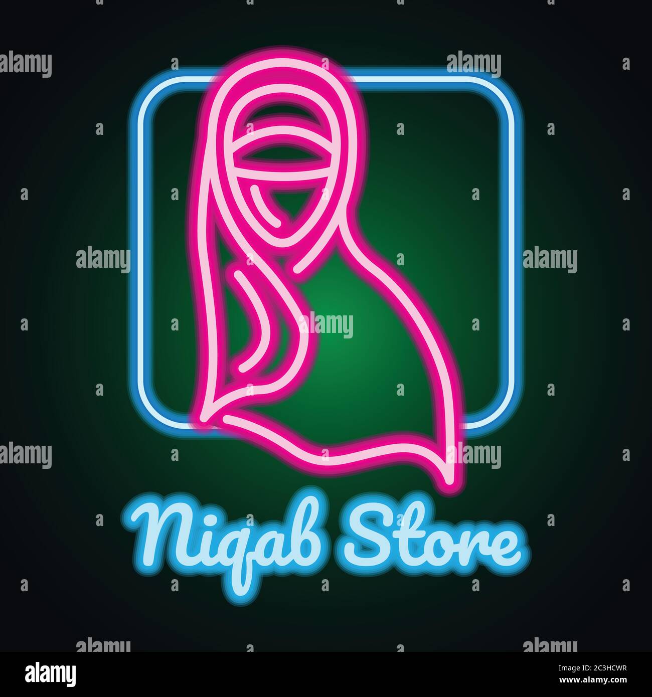 hijab logo with neon sign effect for hijab and niqab store, vector ...
