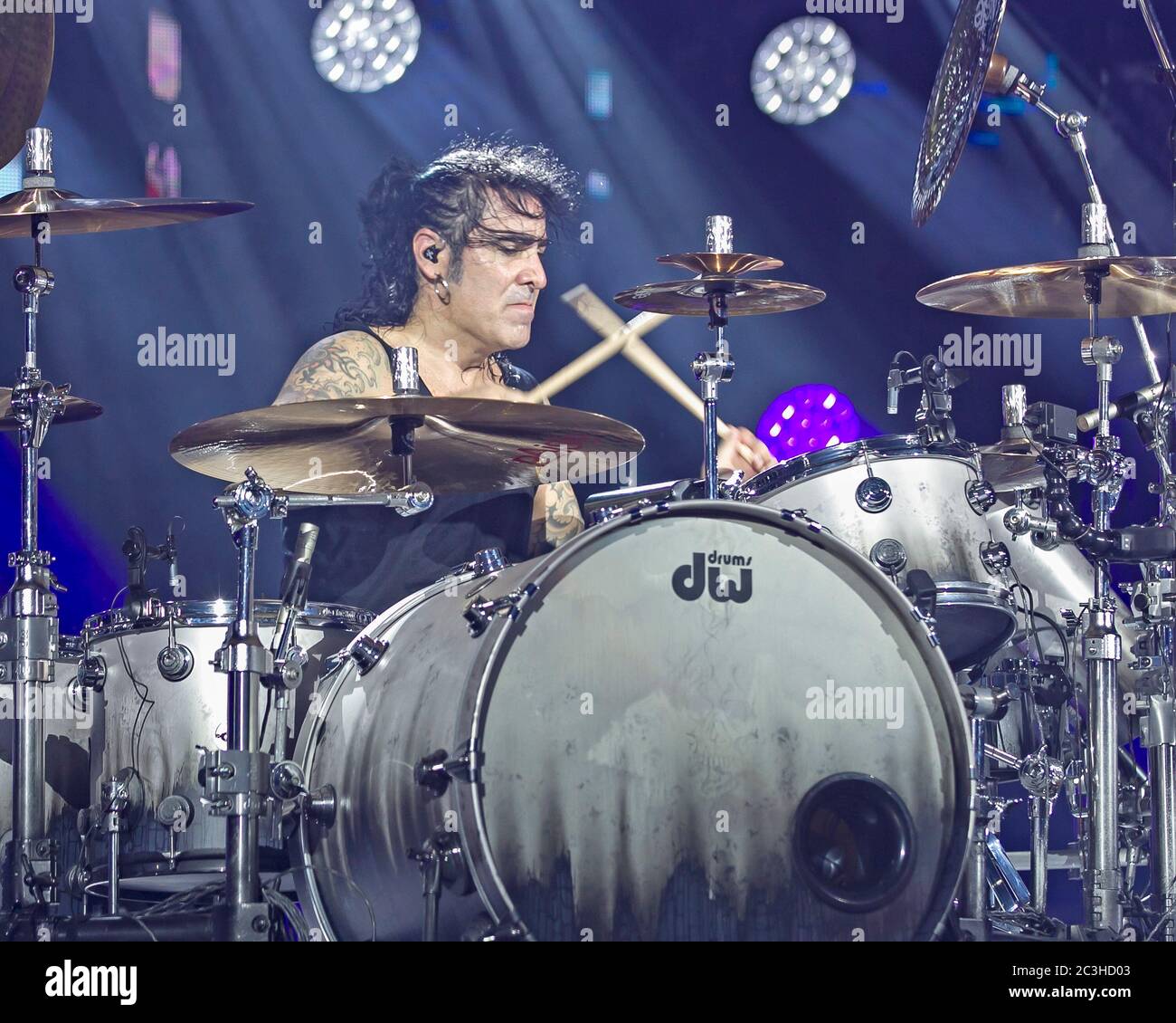 Drummer Alex Gonzalez, El Animal, performs with Mexican pop-rock band ...
